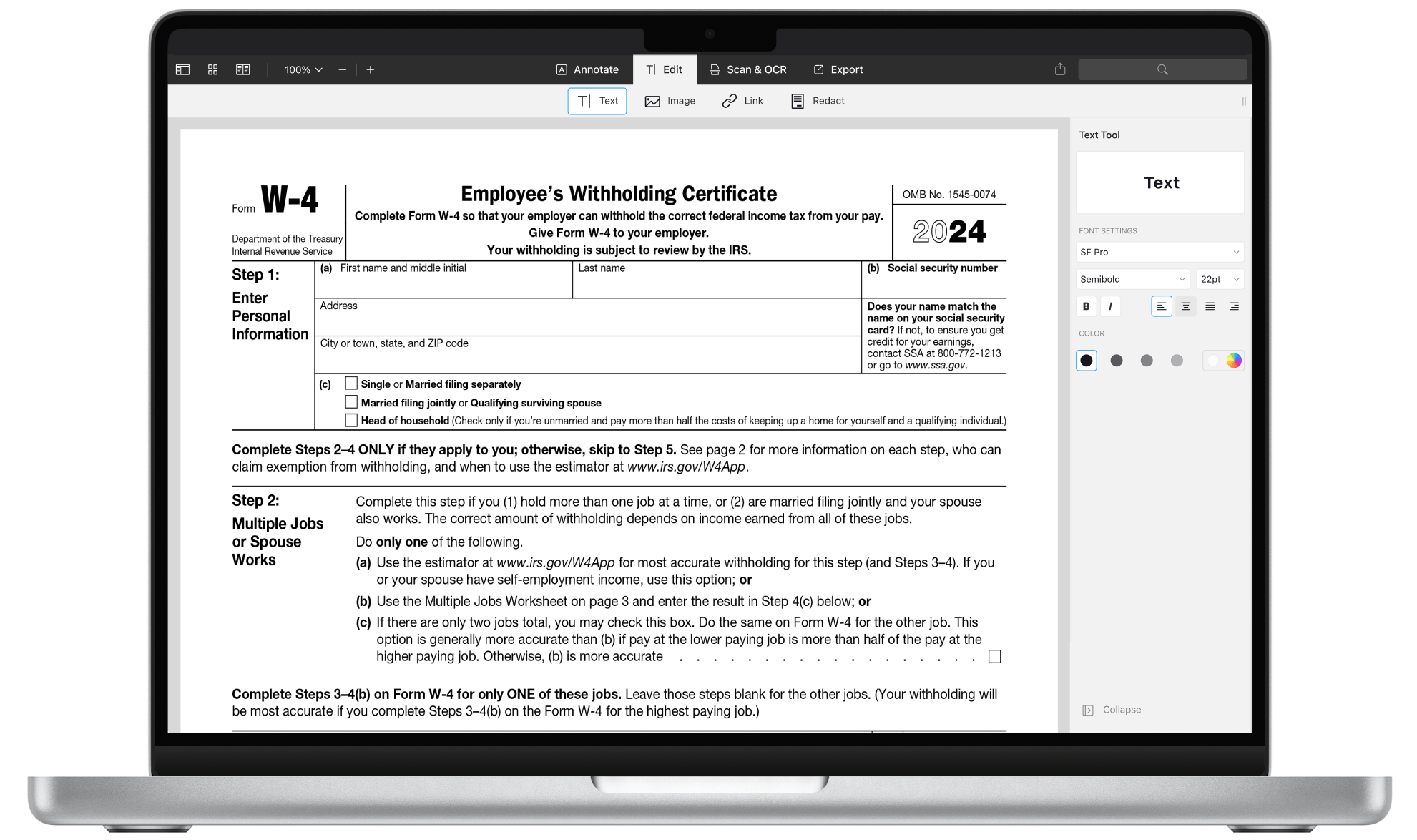 Comment Remplir Le Formulaire IRS W 4 Version 2023 2024