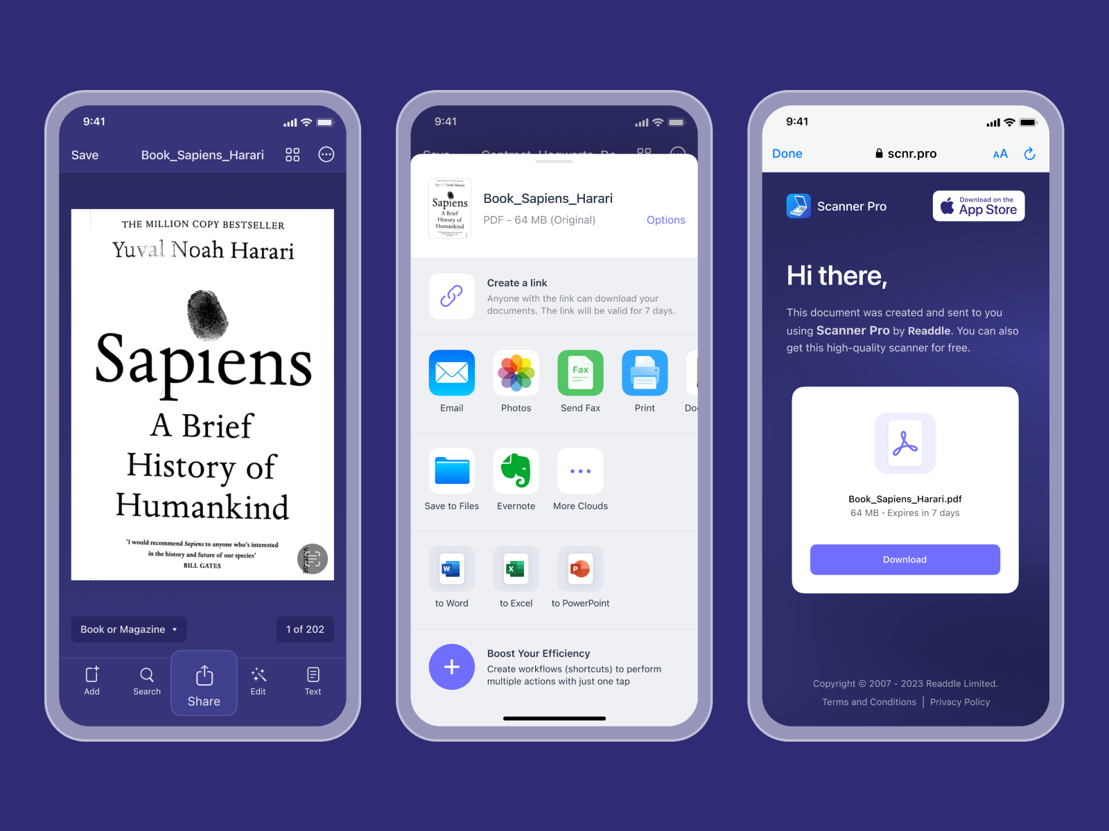 How to send big scanned files through a share link