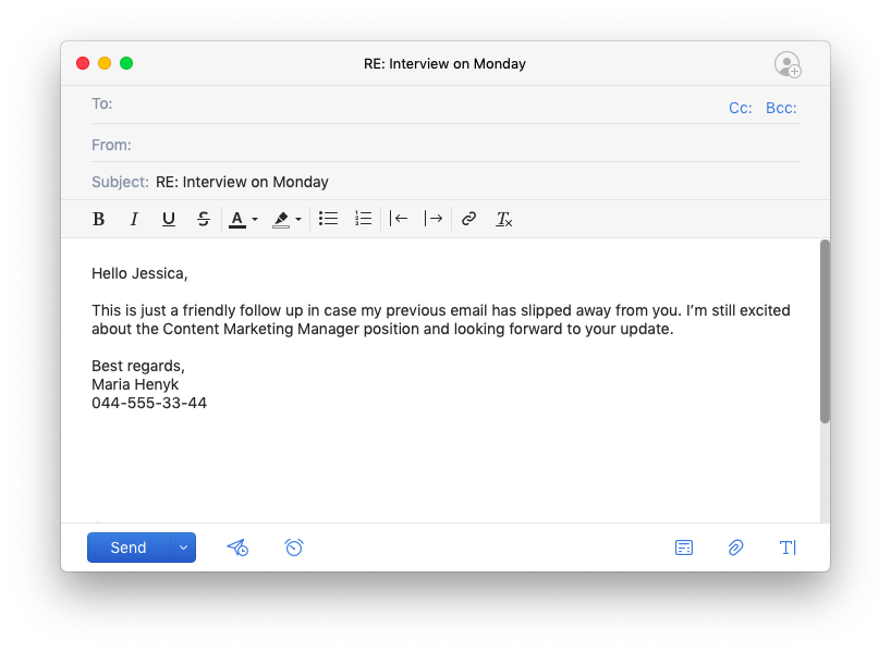 Follow Up Email After Interview Sample After No Response